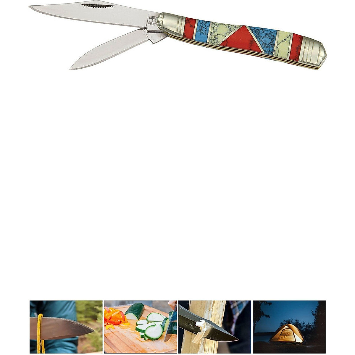 Peanut Stoorx Turquoise Mother Of Pearl Open Folding Blades Pocket Knife 911 Outdoor Survival Hunting Knife for Camping by Survival Steel