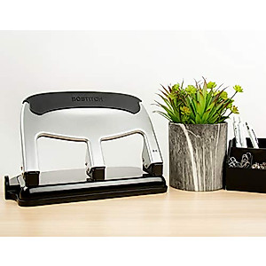 Bostitch Office EZ Squeeze Heavy Duty 3 Hole Punch, 40-Sheet Capacity, Use Less Force, Perfect for Home Office School Supplies, Sleek Design, Silver