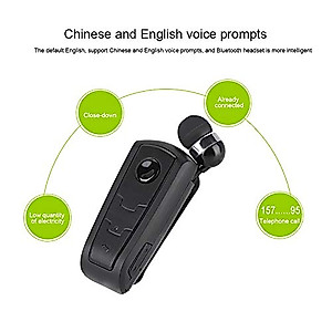 Fineblue F910 Retractable Bluetooth Earphone Business Lavalier Earphone Sports Bluetooth Headset Voice Prompts Call Vibration Bluetooth V4.1 Anti-Lost Function(Black)