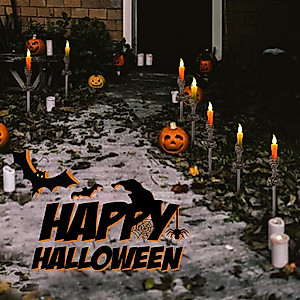 VOGVOG Halloween Pathway Lights, 5 Pack Candle Skull Hand Candle Holder, LED Halloween Decor Candle Lights, Solar Powered, Indoor and Outdoor Party Home Garden Porch Halloween Decoration