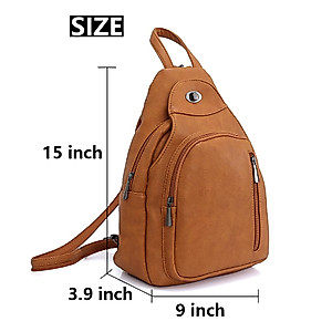 OISLUMU Small Backpack Purse for Women Multi Pocket PU Leather Lightweight Handbags Convertible Travel Shoulder Handbag (Brown)