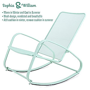 Sophia & William Outdoor Patio Rocking Chair Padded Steel Rocker Chairs Clearance Support 300lbs, Green
