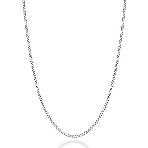 Miabella Italian 925 Sterling Silver Solid 2mm Round Box Chain Necklace for Women Men, Made in Italy (sterling silver, Length 18 Inches (women's average length))