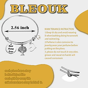 BLEOUK Best Nona Ever Grandma Jewelry Birthday Gift Mother's Day Gift for Grandma Nona (Best Nona Ever)