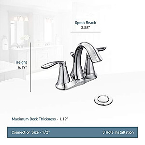 Moen Eva Brushed Nickel Two-Handle 4-Inch Centerset Bathroom Faucet with Drain Assembly, Bathroom Faucets for Sink 3-Hole, 6410BN