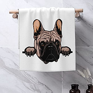 French Bulldog Hand Towels Set of 2, Super-Absorbent Soft Kitchen Fingertip Bath Towels for Bathroom Beach Gym Hotel Salon Spa Sport 27.5x15.7 Inch