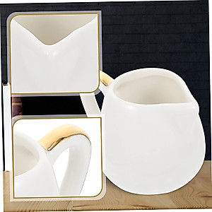 UPKOCH 1pc Milk Jug Cup Milk Creamer Pitcher Coffee Creamer Pitcher Ceramic Cream Jugs Porcelain Tea Cups Gravy Holder Soy Espresso Pot Ceramic Cup European Style Ceramics White Milk Foam