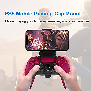 2 Pack PS5 Controller Phone Clip Mount for Mobile Remote Play, Foldable Stand Holder Game Clamp Bracket Grip for DualSense 5 Controller Compatible with Smart Android/iOS Mobile Phones, Black