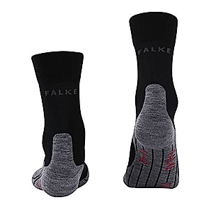 FALKE Women's TK5 Wander Hiking Socks, Crew Length, Light Padding, Athletic Sock, Breathable Quick Dry, Merino Wool, Black (Black-Mix 3010), 5-6, 1 Pair