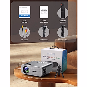 Native 1080P Projector 4K Support, 5G WiFi Bluetooth Portable Projector with Tripod, 11000L Movie Projector, 300" Display Home Projector Compatible with HDMI/TV Stick/iOS/Android/PS5