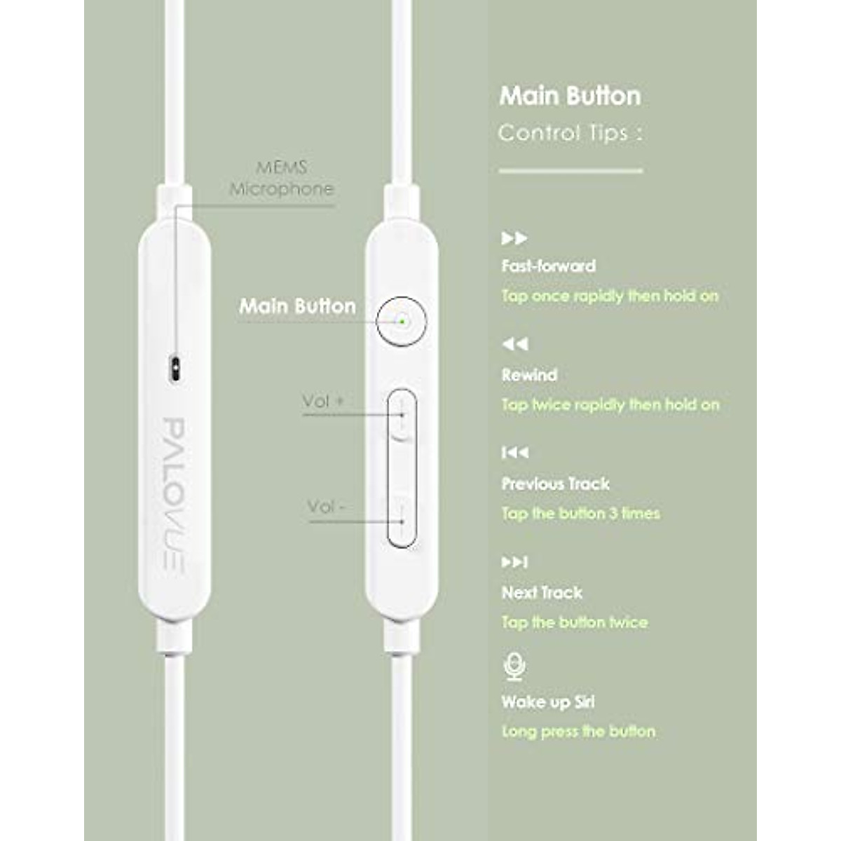 PALOVUE Lightning Headphones Earphones Earbuds in-Ear Magnetic MFi Certified with Microphone Compatible iPhone 14 13 12 11 Pro Max iPhone X XS Max XR iPhone 7 8 Plus iPad Metallic Silver