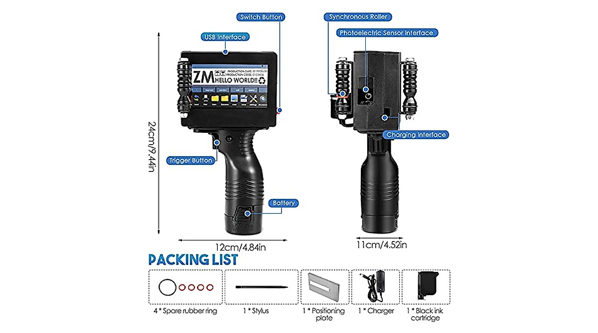 Portable Handheld Inkjet Printer with HD Touch Screen - Precise Printing