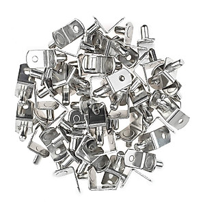 40 Pcs Shelf Support Pegs,1/4 Inch Diameter Shelf Bracket Pegs with Hole,Nickel Plated L-Shaped Clips for Kitchen & Bookcase Shelf Cabinet Furniture Closet Shelf Pins Support