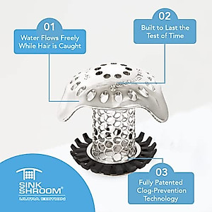 SinkShroom Ultra Revolutionary Bathroom Sink Drain Protector, Stainless Steel with Stopper