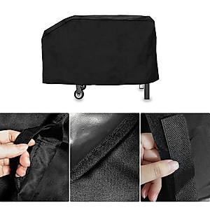 Outspark 28 Inch Griddle Cover-BBQ Accessories for Blackstone 28" Outdoor Flat Top Gas Griddle Grill and Other Similar 28in Griddle Cooking Station,Black,600D Water Proof Canvas,with Support Pole