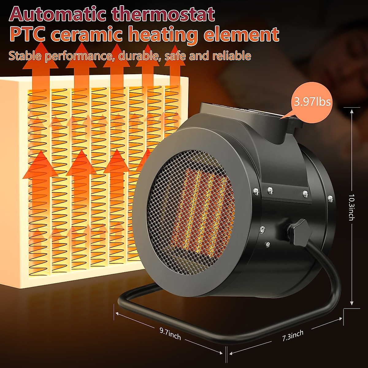 Space Heater, 2000W Electric Heater with Remote, Space Heaters for Indoor Use, 24Hrs Timer, 45° Adjustable, Overheat Protection, Intelligent Thermostat, Portable Heater for Office Bedroom Living Room