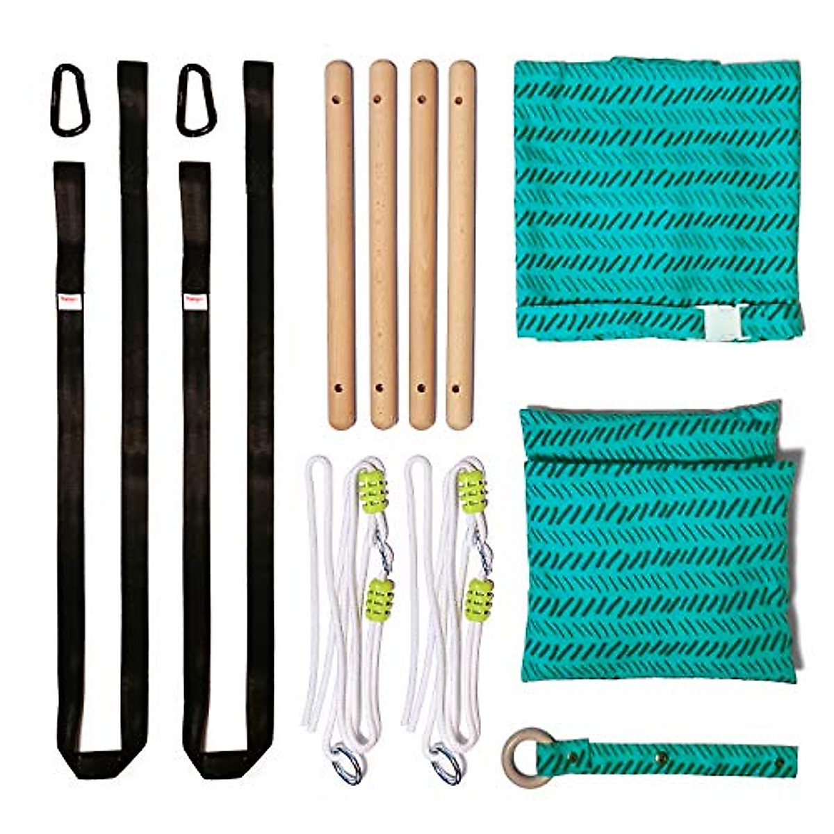 Secure Canvas Baby Swing with Safety Belt, Wooden Hanging Swing Seat Chair - Indoor Outdoor, Baby Hammock Swing for Infant and Toddler (Bright Green)