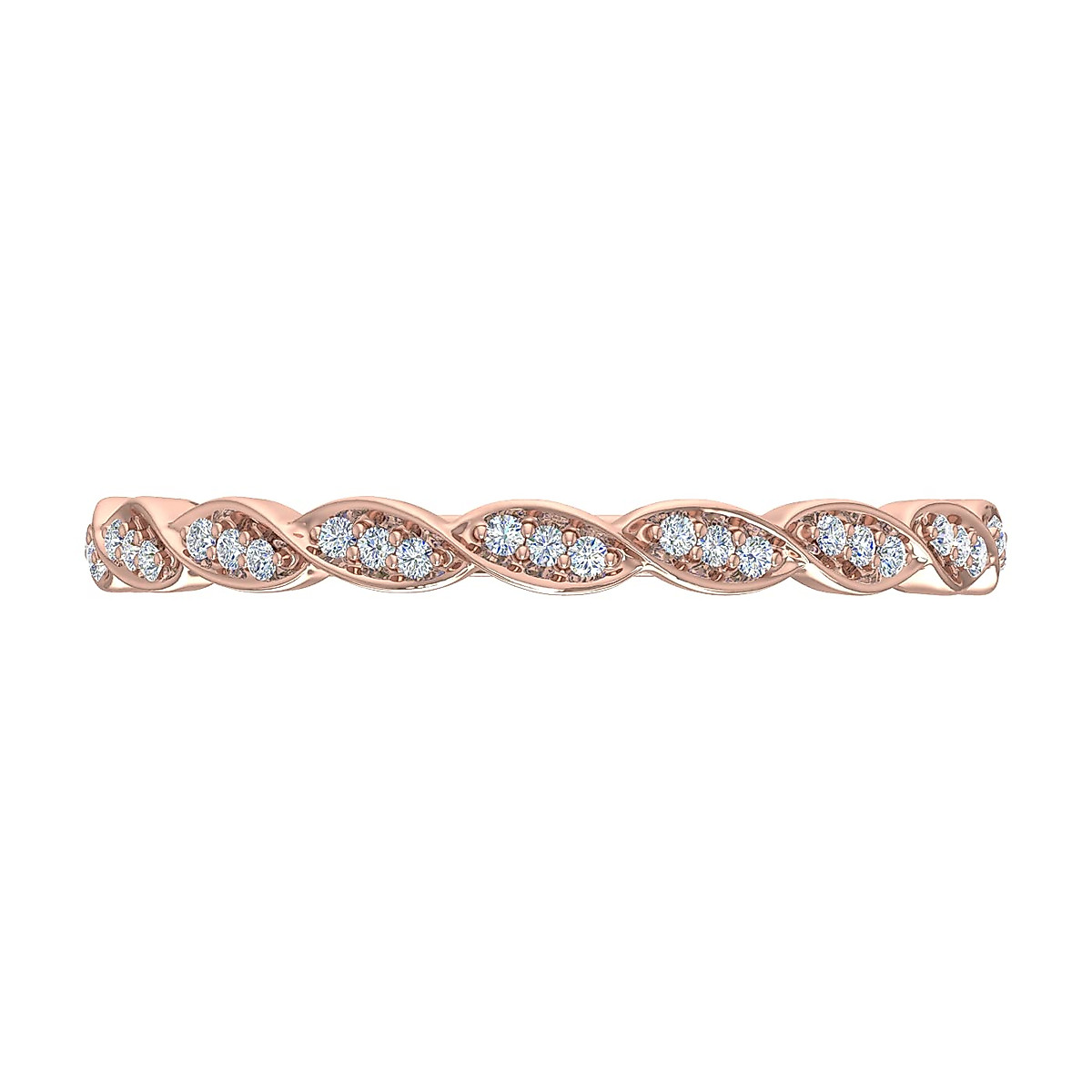 1/10 Carat Diamond 3/4 Eternity Wedding Band Ring in 14K Rose Gold (Ring Size 7) (I1-I2 Clarity)