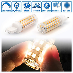 Ziomitus Dimmable G9 Led Bulbs 5W Replace 40W 50W 60W Halogen Bulbs,3000K Warm White,AC120V No Flicker Dimmable G9 T4 Led Corn Bulbs for Pendant Ceiling Chandelier Wall Lighting,600 lm,5Pack