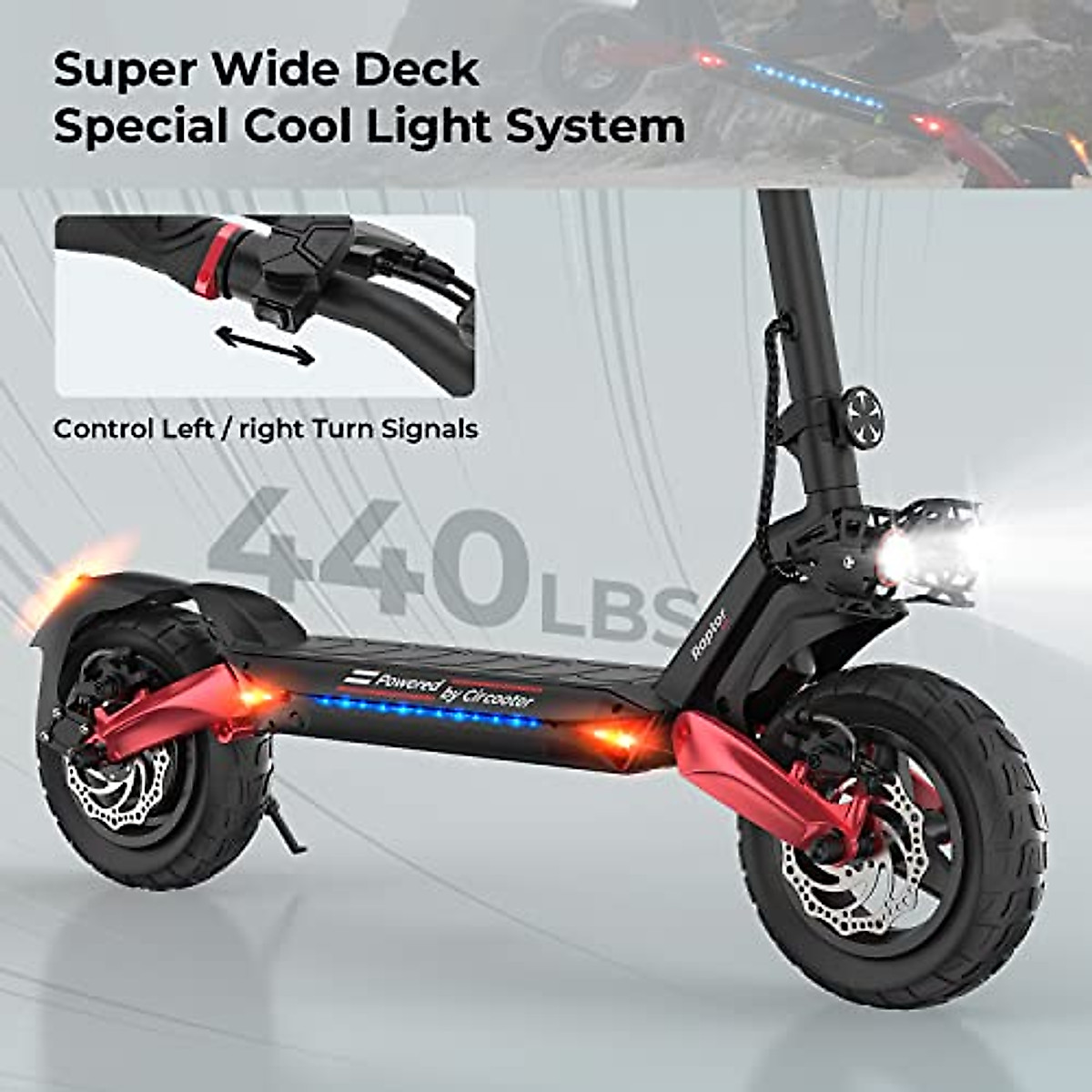 Circooter Raptor Electric Scooter Adult with Smart APP, 800W Motor, 28 Mph Top Speed, 25 Miles Range, 10 inches All Terrain Tires Off Road E Scooter, Dual Charger Ports & Storage Bag - Raptor