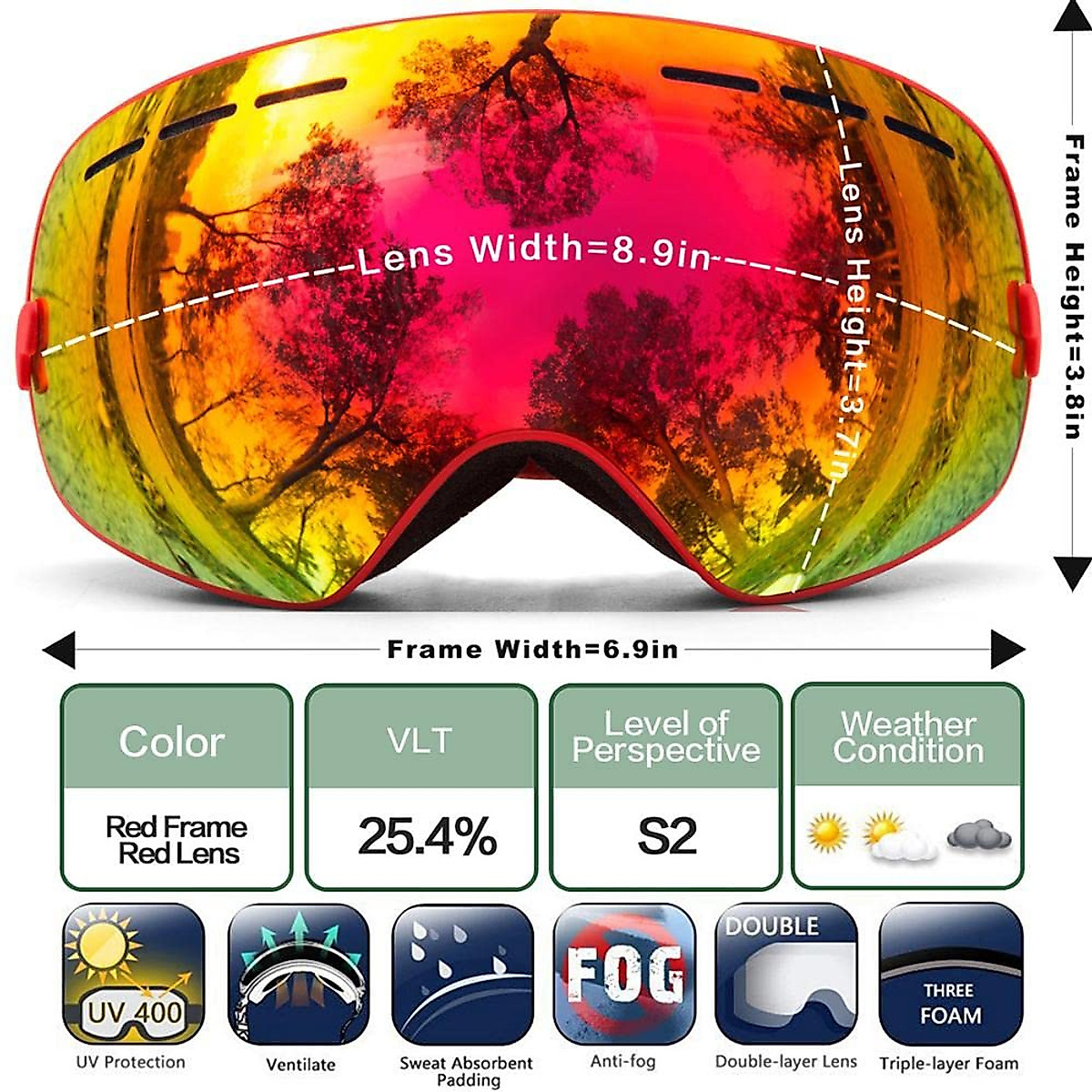 LEPSJGC Ski Goggles - Interchangeable Lens - Premium Snow Goggles Snowboard Goggles for Men and Women ski Item (Color : C)