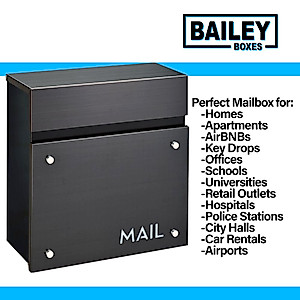 Wall-Mounted Modern Locking Mailbox from Bailey Boxes: Enhance Your Home with The Dalton - 14.25" H x 14" W x 5.75" D. Elevate Your Space with This Stylish Addition.