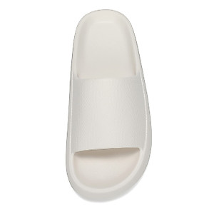 Dirk Slides for Women and Men Sandals Pillow Slippers Shower shoes Cushioned Cloud Slides,White,8 Women/6 Men