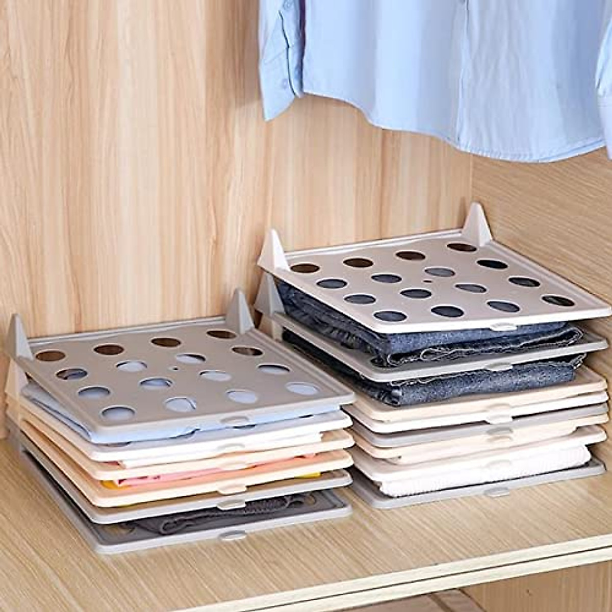 ZWMBYN 10Layer Clothes Organizer Tray, T-Shirt Folding Board, Closet Organizers Board Wardrobe Shelf Dividers Closet Organizers for Pants Clothes
