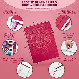 Legend Planner PRO Hourly Schedule - Weekly & Daily Organizer with Time Slots. Appointment Book Journal for Work & Personal, A4 (Hot Pink)