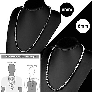 Jewelry Kingdom 1 Necklace for Women and Men, Beaded Chain Stainless Steel, Handmade Jewelry (Thick of 8MM and Length of 18")