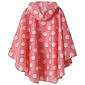 SaphiRose Lightweight Kids Rain Poncho Jacket Waterproof Outwear Rain Coat Pink Polka Dot X-Large