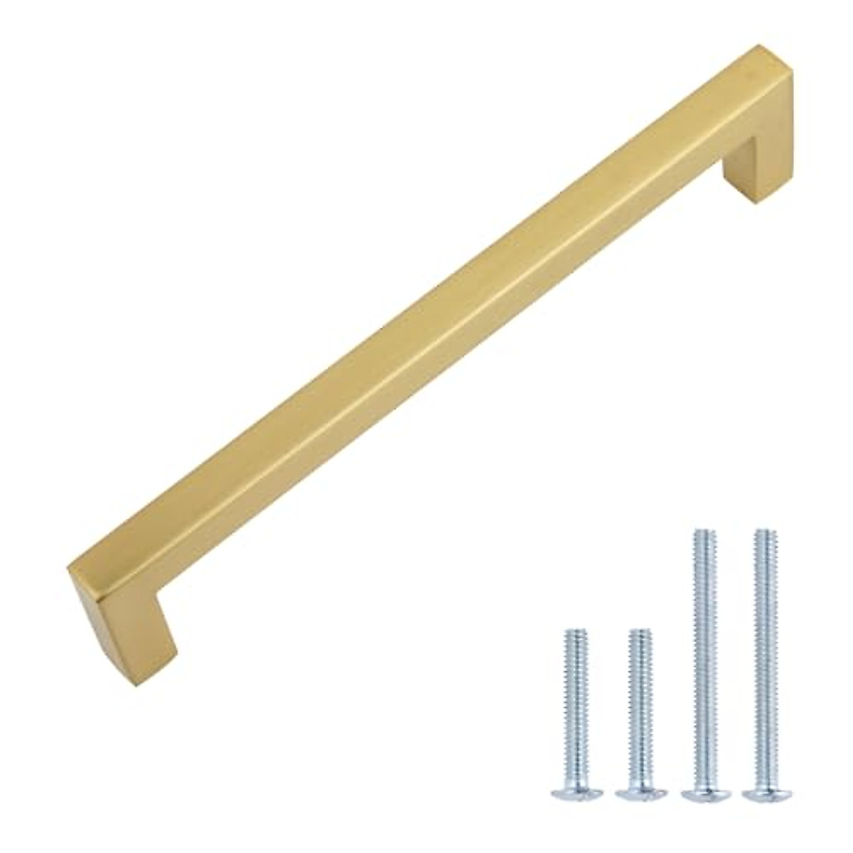 Amazon Basics Modern Square Cabinet Pull Handle, 5.39-inch Length (5-inch Hole Center), Golden Champagne, 10-pack