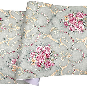 SimpleLife4U Retro Rose Furniture Paper Light Green Self-Adhesive Shelf Liner School Locker Sticker 17.7 Inch by 9.8 Feet