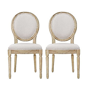 Christopher Knight Home Phinnaeus Polyester Beige Fabric Dining Chair (Set of 2), 2-Pcs Set