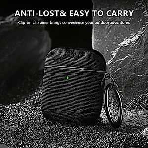 Valkit for Apple Airpods 2nd Generation Case with Lanyard, Premium Knit Fabric and PC Lining Scratch Resistant Drop Proof Protective Cover for Women Girl Airpods 2 & 1 Charging Case - Black