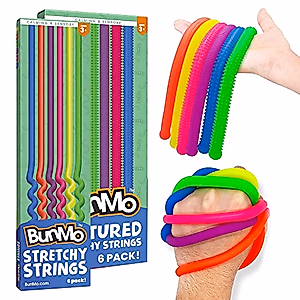 BUNMO Stretchy Sensory Toys Super Bundle - 6 Original Stretchy Strings & 6 Textured Fidget Toys (12 Strings)