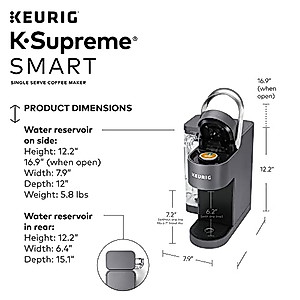 Keurig K-Supreme SMART Coffee Maker, MultiStream Technology, Brews 6-12oz Cup Sizes, Gray
