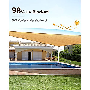 Quictent 12x12x12ft Fire-Retardant Sun Shade Sail Triangle 185G HDPE Canopy with Hardware Kit 98% UV Block for Outdoor Patio Garden (Sand)