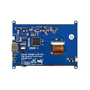 waveshare 5 inch Capacitive Touch Screen TFT LCD Display Toughened Glass Panel 800x480 5inch HDMI H V4 LCD for Raspberry Pi 4B/3B+/3B/Zero/Zero W WH,PC,Support VariousSystems