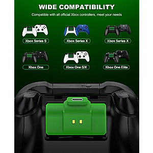 EXTREMECOOL Rechargeable Xbox Controller Battery Pack for Xbox Series X|S/One S|X/One Elite Controllers, Xbox Play and Charge Kit Incl. 2x3600mWh X-1 Batteries, 4X Battery Covers, Xbox 360 Skins
