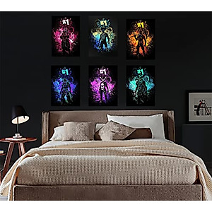 JLXXWNS Battle Royale Video Game Posters Boys Room decor poster, Boys Bedroom Wall Art cool posters Game Themed Skins Decor Canvas Print(Set of 6 8x10 Inch)