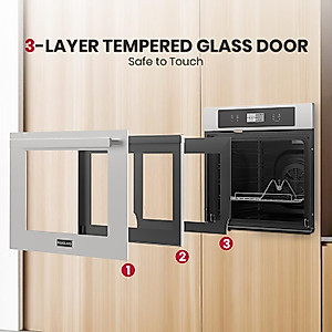 GASLAND 24 Inch Electric Wall Oven, 2.6 Cu.ft Built-in Single Wall Oven, 12 Cooking Functions, 3D Heating, Convection Oven with Rotisserie, Touch Control, Safety Lock, ETL Certified, Stainless Steel