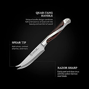 Hammer Stahl Bar Knife | Professional Bartender Knife for Garnishing, Cocktail Crafting & Citrus Peeling | High Carbon Stainless Steel Citrus Knife | Ergonomic Quad-Tang Pakkawood Handle & Gift Box