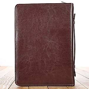 Christian Art Gifts Men's Classic Bible Cover I Know The Plans Jeremiah 29:11, Brown/Tan Faux Leather, Large