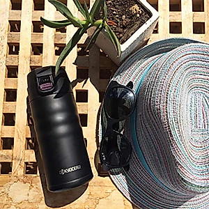 Kyocera 17oz. Ceramic Coated Interior, Double Wall Vacuum Insulated, Stainless Steel Travel Mug-Matt Black