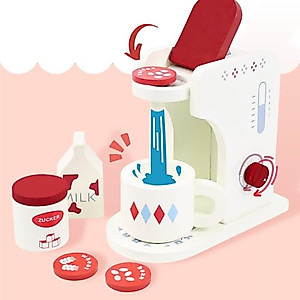 OsetToys Kids Coffee Maker Playset, Wooden Coffee Set Play to Learn Coffee Making Routine , Multi - Pretend Play Kitchen Accessories Kids Coffee Maker Play Set for Girls and Boys