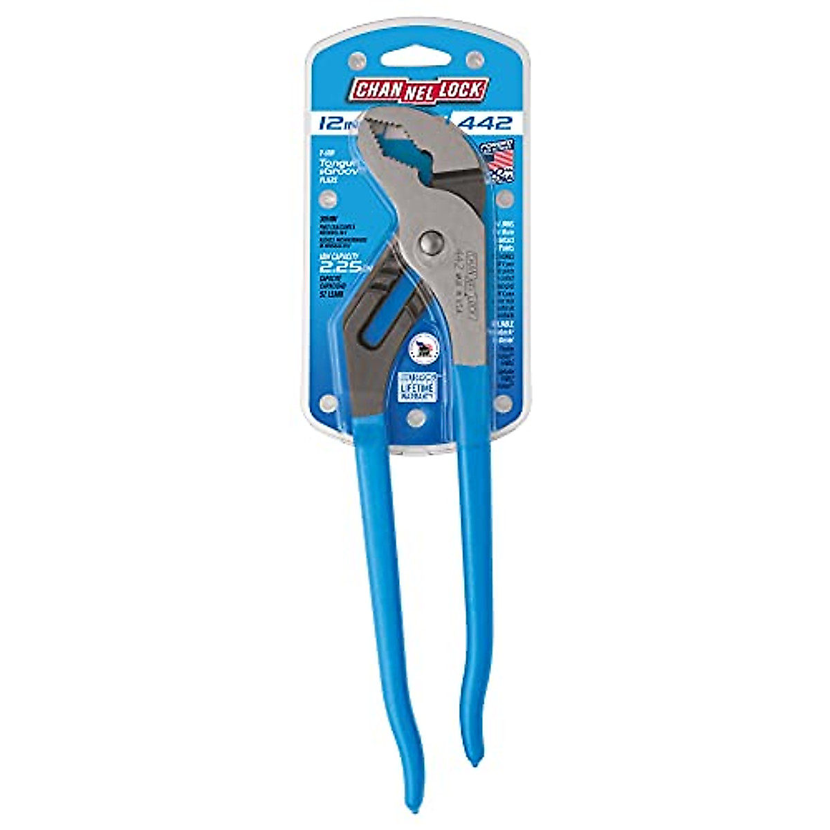 Channellock 442 Tongue and Groove Pliers, 12 In, Black, Blue, Silver