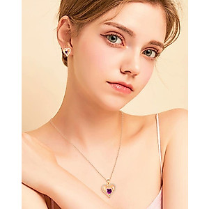 capirosa S925 Forever Love Heart Pendant Necklaces for Women Sterling Silver Rose Gold Diamond Birthstone Jewelry Valentine's Day Gifts for Mom Wife Her Girlfriend