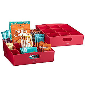 YouCopia Red Kitchen Cabinet Pantry ShelfBin Organizer, 2-Pack, Large