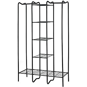 Clothes Rack with Shelves, Metal Closet Wardrobe Clothes Organizer, Portable Wardrobe Closet for Hanging Clothes with Hanging Rods, Freestanding Wire Shelving Garment Rack Closet Organizer and Storage